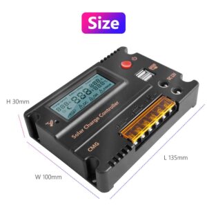 Fuhuihe 20A 12V 24V Solar Charge Controller Auto Switch LCD Intelligent Panel Battery Regulator Charge Controller Overload Protection Temperature Compensation