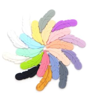 weekjoey 20pcs feather silicone beads jewelry makeing diy bracelet necklace pendant mix 20 colors soft colorful loose beads handmade supplies