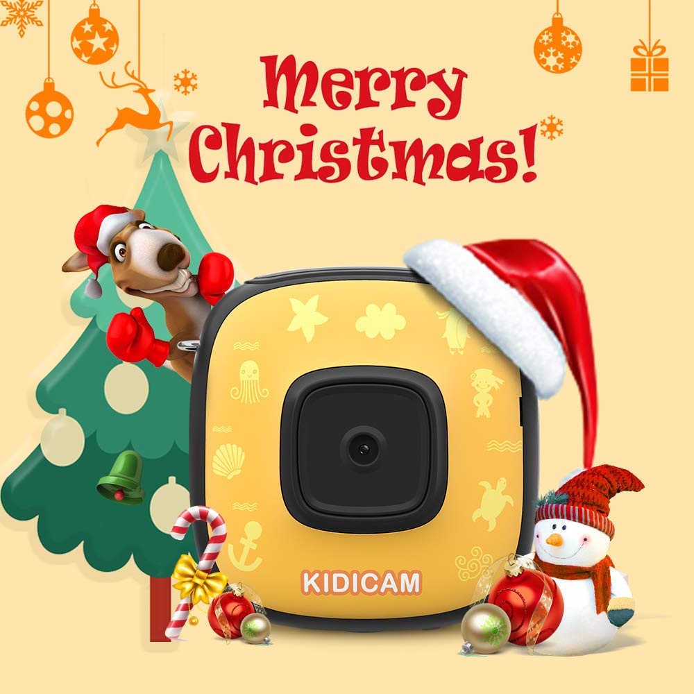 Dragon Touch Kidicam 2.0 Kids Action Camera, Waterproof Digital Camera for Boys Girls 1080P Sports Camera Camcorder with 16GB Memory Card (Yellow)