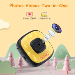 Dragon Touch Kidicam 2.0 Kids Action Camera, Waterproof Digital Camera for Boys Girls 1080P Sports Camera Camcorder with 16GB Memory Card (Yellow)