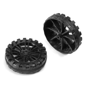 mromax 40x10mm rc cars wheels, 2packs black toys wheels, 2mm dia shaft plastic model wheels for diy toy, rc car, truck, boat and helicopter model part