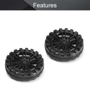 MroMax 40x10mm RC Cars Wheels, 2Packs Black Toys Wheels, 2mm Dia Shaft Plastic Model Wheels for DIY Toy, RC Car, Truck, Boat and Helicopter Model Part