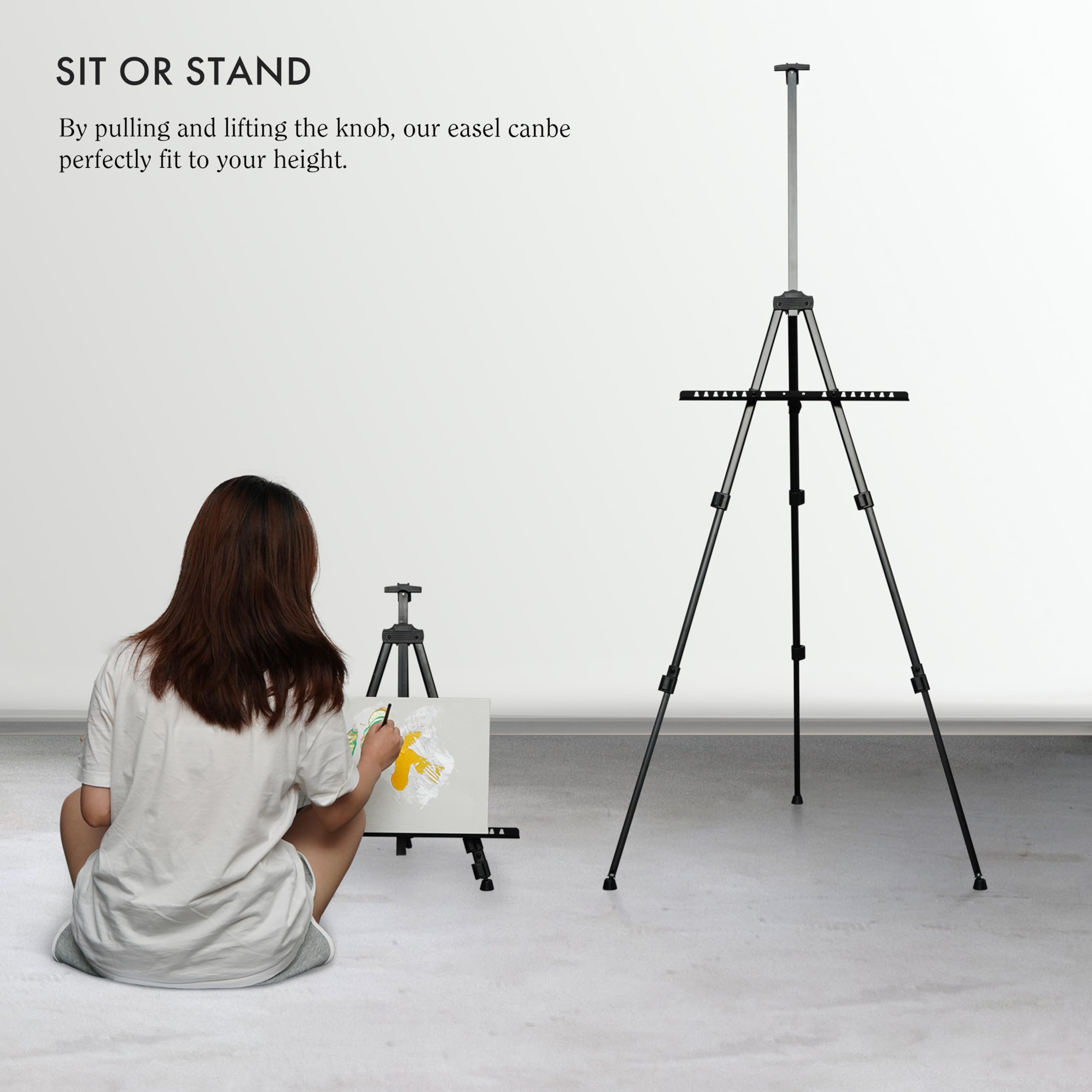 Artify 67 Inches Double Tier Easel Stand, Adjustable Height from 22-67”, 3 in 1, for Painting and Display with a Carrying Bag, 1PACK