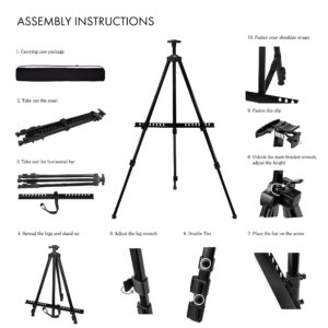 Artify 67 Inches Double Tier Easel Stand, Adjustable Height from 22-67”, 3 in 1, for Painting and Display with a Carrying Bag, 1PACK