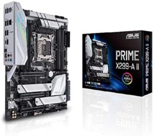 asus prime x299- a ii atx motherboard (intel x299) lga 2066, 12 ir3555 power stages, ddr4 4266 mhz, triple m.2, usb 3.2 gen 2 type-c, intel lan and aura sync rgb lighting