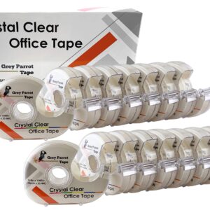 Greyparrot Office Tape Clear Refill Rolls + Dispenser(16 Pack),(3/4” X 1000in/pack). for Craft Jobs, Gift Wrapping, Office Work Clear(Transparent) Glossy Finish, Refillable (16000 inch/Total)