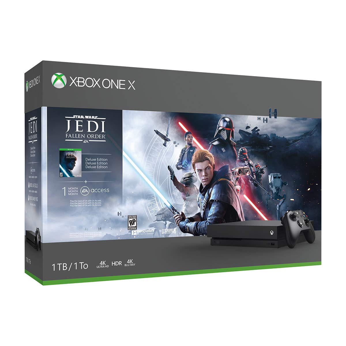 Xbox One X 1TB Star Wars Jedi Bundle Console - Xbox One X Console & Controller included - Digital download of Star Wars Jedi game - 12GB RAM 1TB HDD - 4K Blu-ray & Streaming - Custom AMD Octa-