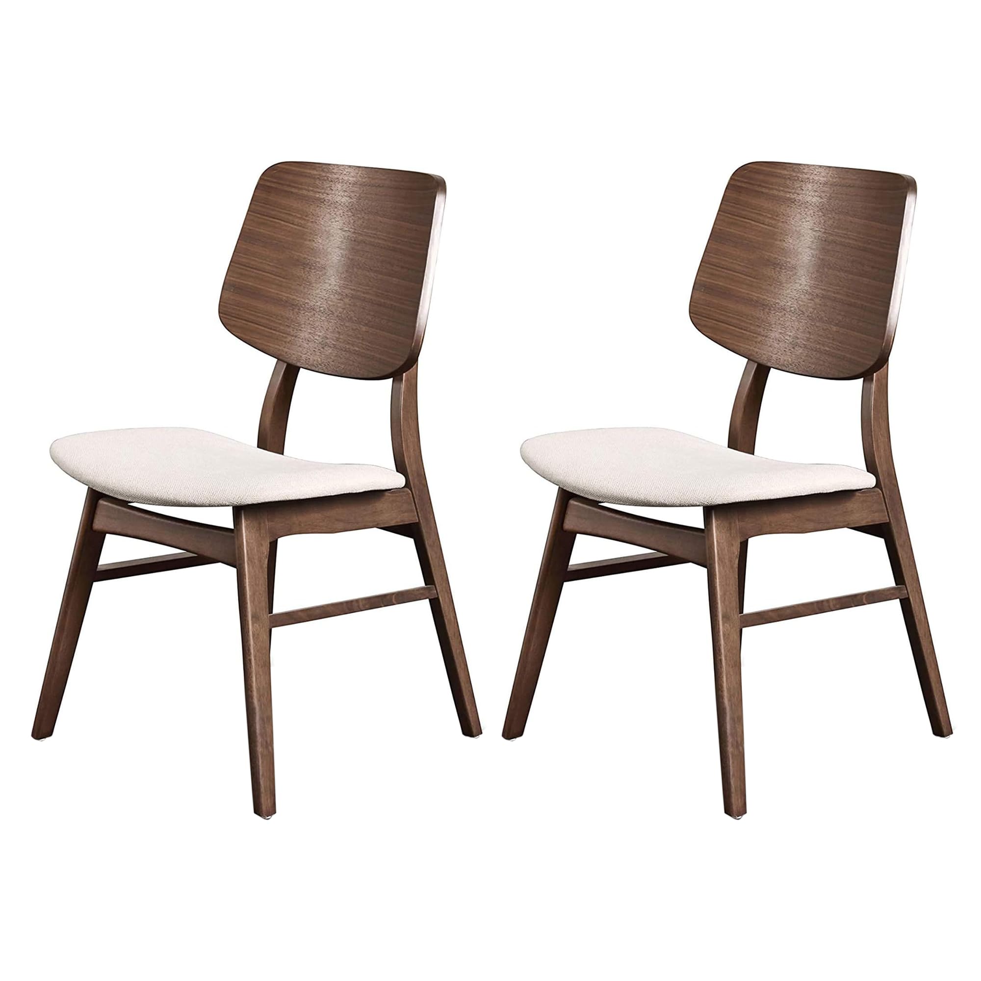 New Classic Furniture Mid-Century Modern Oscar Oval Back Dining Chair, Set of Two, Walnut Brown