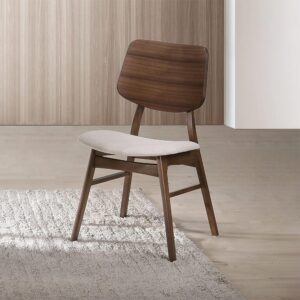 New Classic Furniture Mid-Century Modern Oscar Oval Back Dining Chair, Set of Two, Walnut Brown