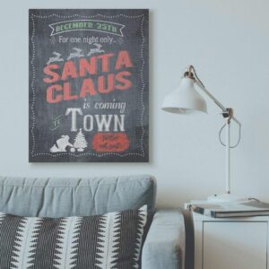 Stupell Industries Santa Claus Holiday Advert Christmas Word Design Canvas, Multi-Color