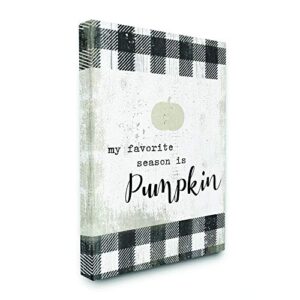 stupell industries favorite season is pumpkin funny autumn plaid word design canvas, 36 x 48, multi-color