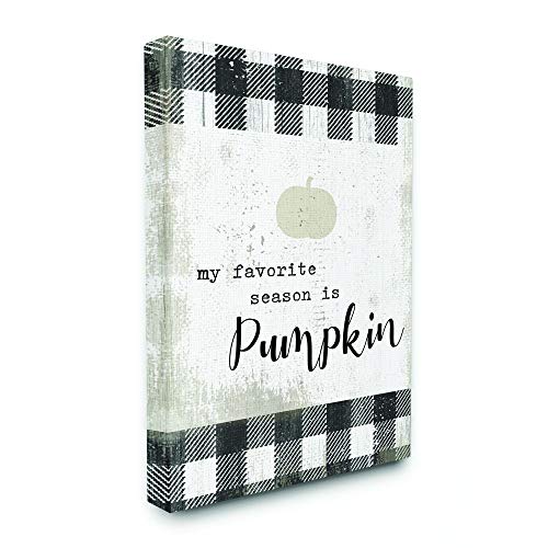 Stupell Industries Favorite Season is Pumpkin Funny Autumn Plaid Word Design Canvas, 36 x 48, Multi-Color