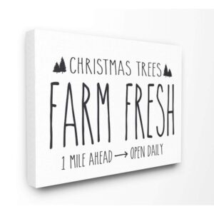 stupell industries christmas trees farm fresh holiday black and white word design canvas, 24 x 30, multi-color