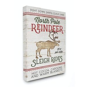 stupell industries north pole reindeer wood texture holiday christmas word design canvas, 24 x 30, multi-color