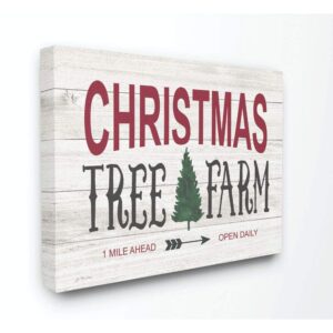 stupell industries christmas trees farm wood texture holiday word design canvas, multi-color