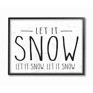 stupell industries let it snow christmas holiday black and white word design framed, 11 x 14, multi-color