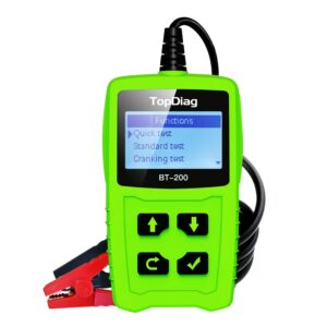 topdiag bt200 12v 24v car battery tester 2024, 100-2000 cca digital battery analyzer, automotive charging cranking system tester, quick/stacndard test