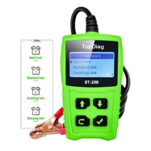 Topdiag BT200 12V 24V Car Battery Tester 2024, 100-2000 CCA Digital Battery Analyzer, Automotive Charging Cranking System Tester, Quick/Stacndard Test