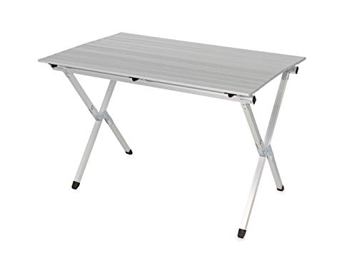 Camco Aluminum Roll-Up Campsite Table with Carrying Bag - Ideal for Tailgating, Camping, The Beach, Parties and More - Lightweight Design and Rust Resistant (51896)