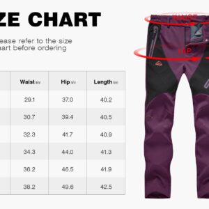 Rdruko Women's Ski Pants Waterproof Insulated Outdoor Hiking Winter Softshell Cold Weather(Purple, US M)