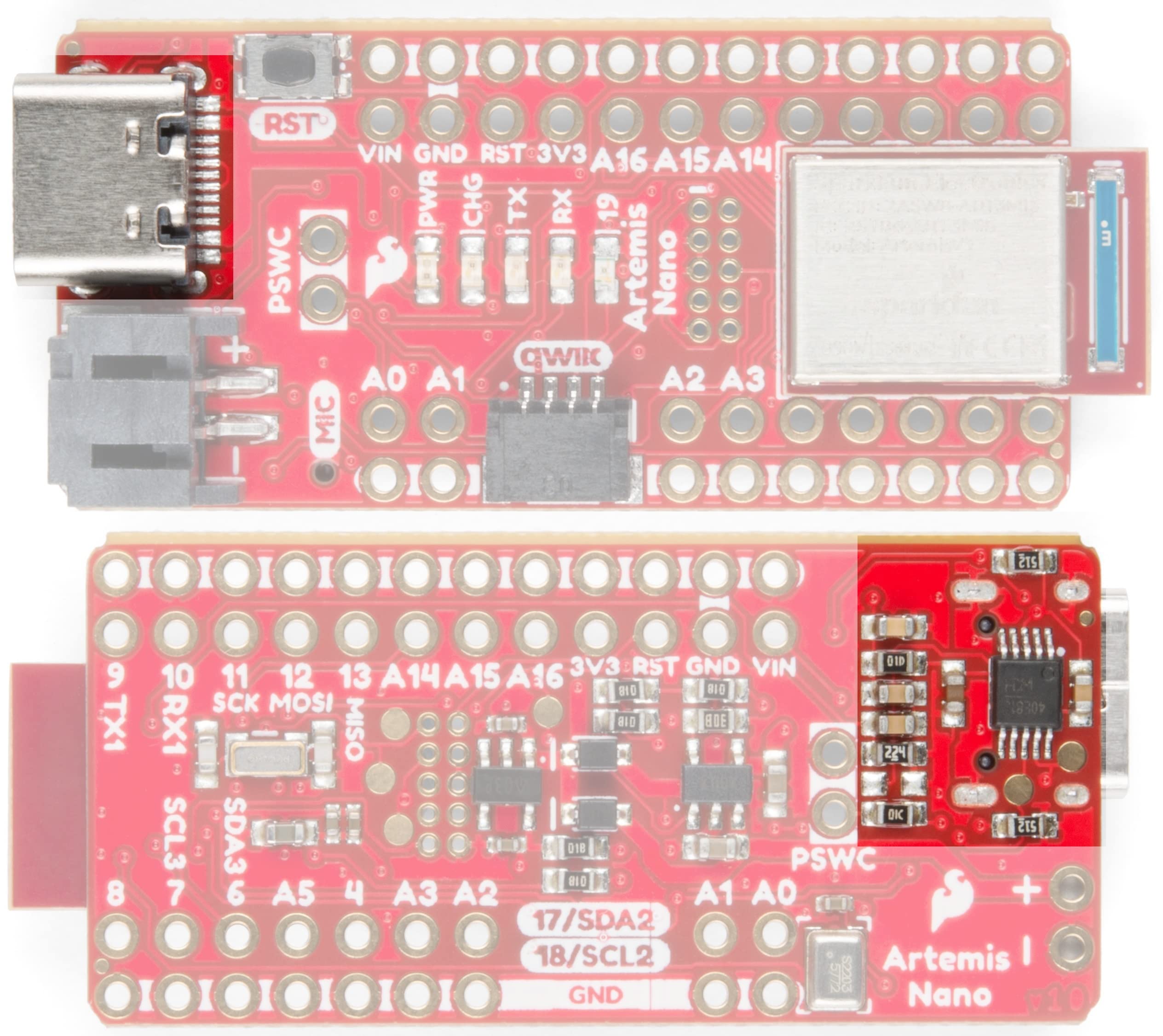 SparkFun RedBoard Artemis Nano Machine Learning Development Board Includes BLE 1 megabyte of Flash USB-C Qwiic I2C MEMS Microphone Compatible with Arduino IDE TenserFlow Models Small Footprint