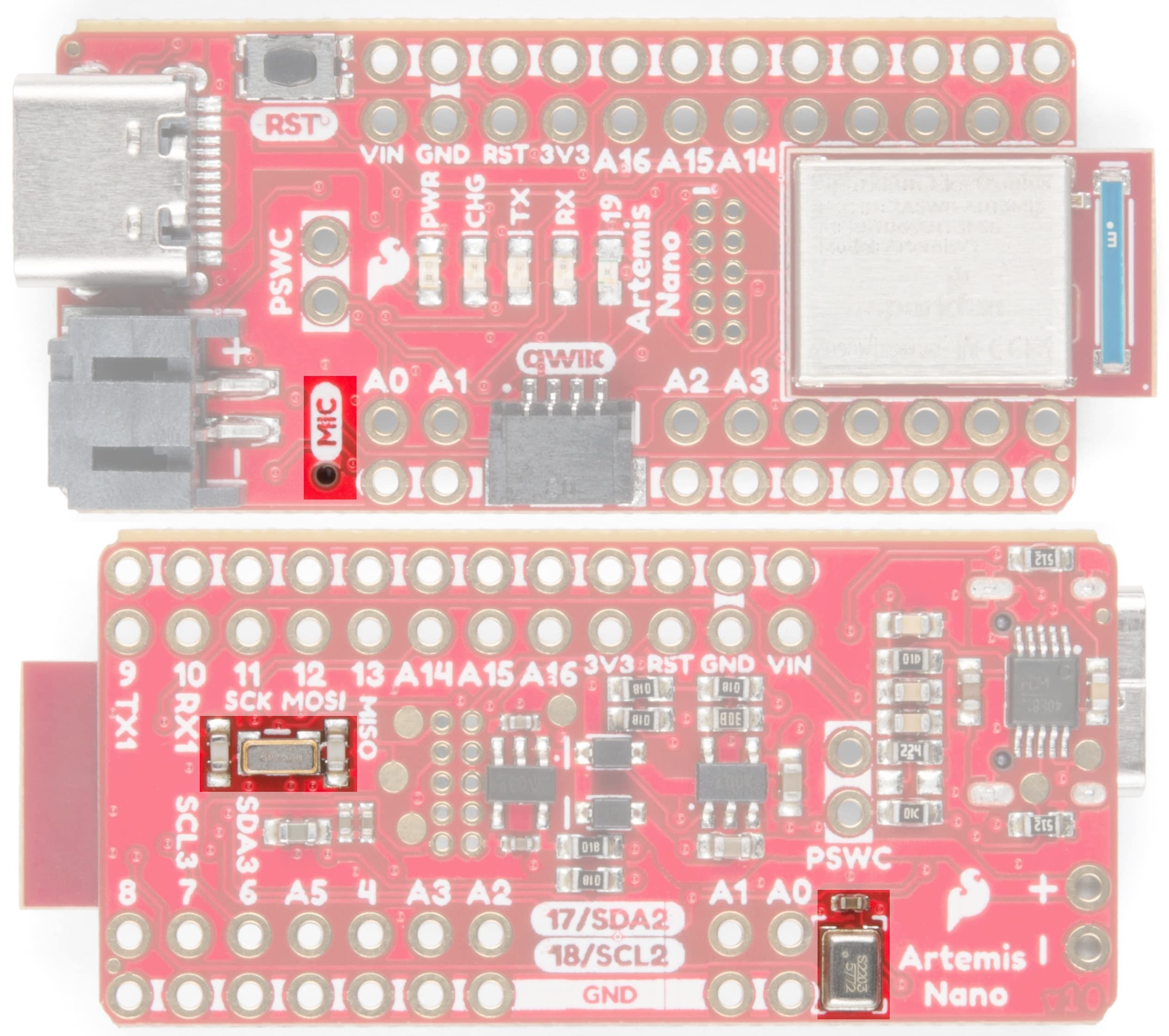 SparkFun RedBoard Artemis Nano Machine Learning Development Board Includes BLE 1 megabyte of Flash USB-C Qwiic I2C MEMS Microphone Compatible with Arduino IDE TenserFlow Models Small Footprint