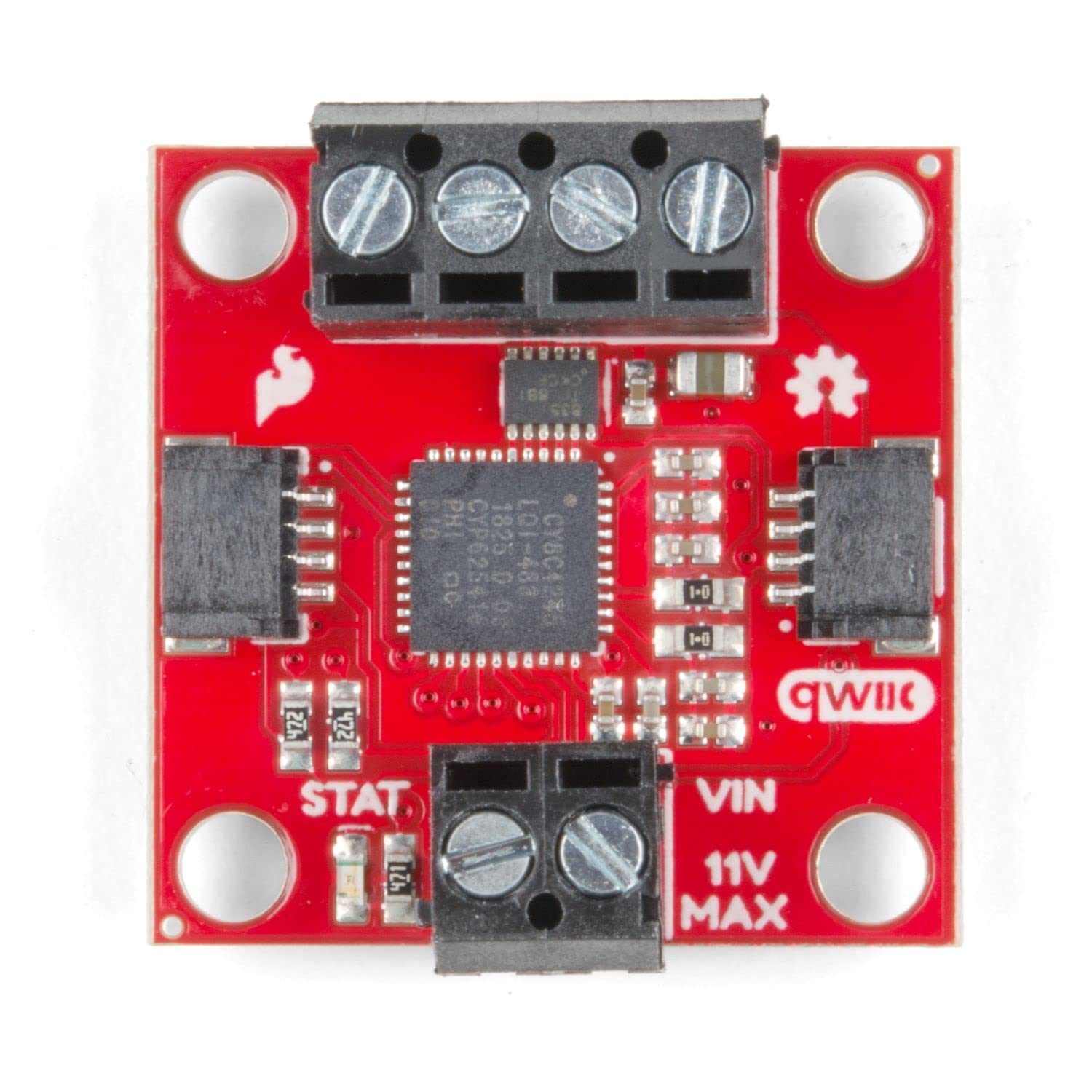 SparkFun Qwiic Motor Driver I2C Plug and Play Breakout No Soldering required to control small DC Motors 1.2A Steady state drive per channel 1.5A Peak 2 channels 127 levels of drive strength 3.3V Logic