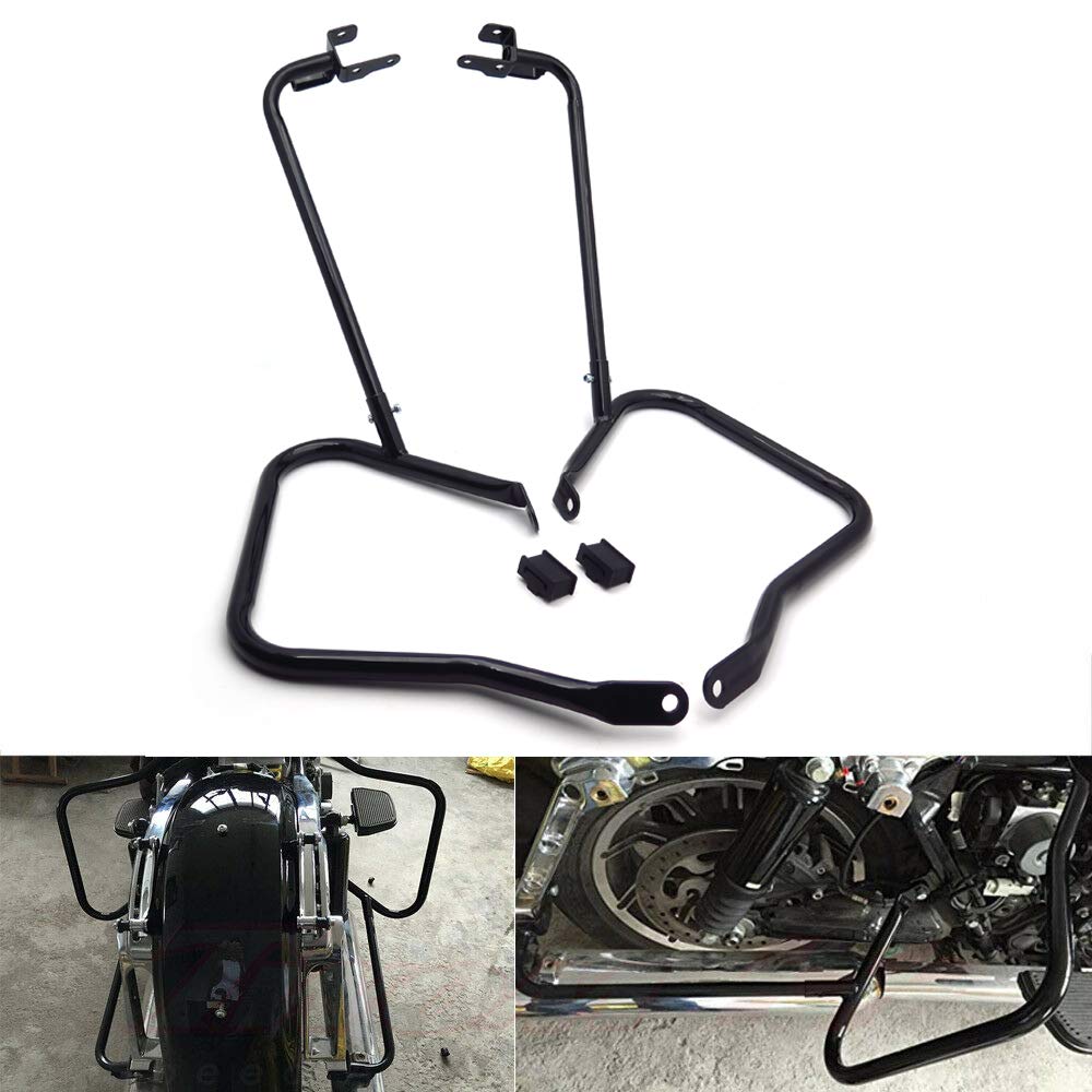 HTTMT- US-TGHD-SG04-BK2- US Front Saddlebag Bracket Guard Crash Bar Compatible With Harley Touring Road Glide FLH 14+