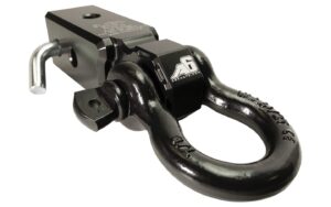 agency 6 recovery shackle block assembly 2.5 inch double hole, black - hitch receiver block - proudly made in the usa