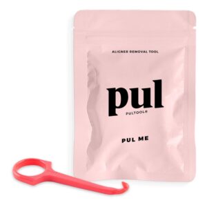 pul clear aligner removal tool compatible with invisalign removable braces & trays, retainers, dentures and aligners - hygienic oral care accessory, personal orthodontic supplies - pink (pack of 1)