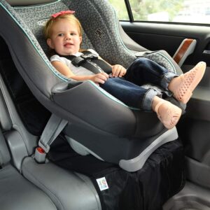 Travel Bug Baby & Toddler High Back Seat Protector, Universal Fit, for Rear and Forward Facing Baby Car Seats- Black