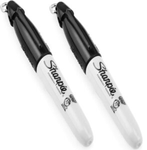 mini permanent marker black keychain, black, 2 pcs