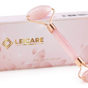 Jade Roller for Face - Rose Quartz Face Roller Skin Care - Stone Facial Roller, Face Massager for Women, Relieve Stress, Remove Wrinkles Eye Puffiness