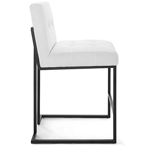 Modway Privy Black Stainless Steel Upholstered Fabric Counter Stool, White