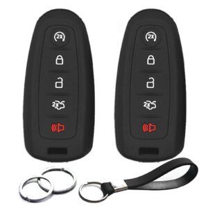 infipar 2pcs compatible with ford escape edge expedition explorer fiesta flex focus taurus c-max lincoln navigator mks mkt mkx mkz black key fob cover case key chain protector