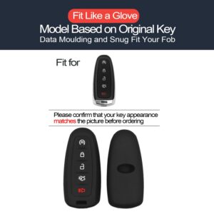 INFIPAR 2pcs Compatible with Ford Escape Edge Expedition Explorer Fiesta Flex Focus Taurus C-Max Lincoln Navigator MKS MKT MKX MKZ Black Key Fob Cover Case Key Chain Protector