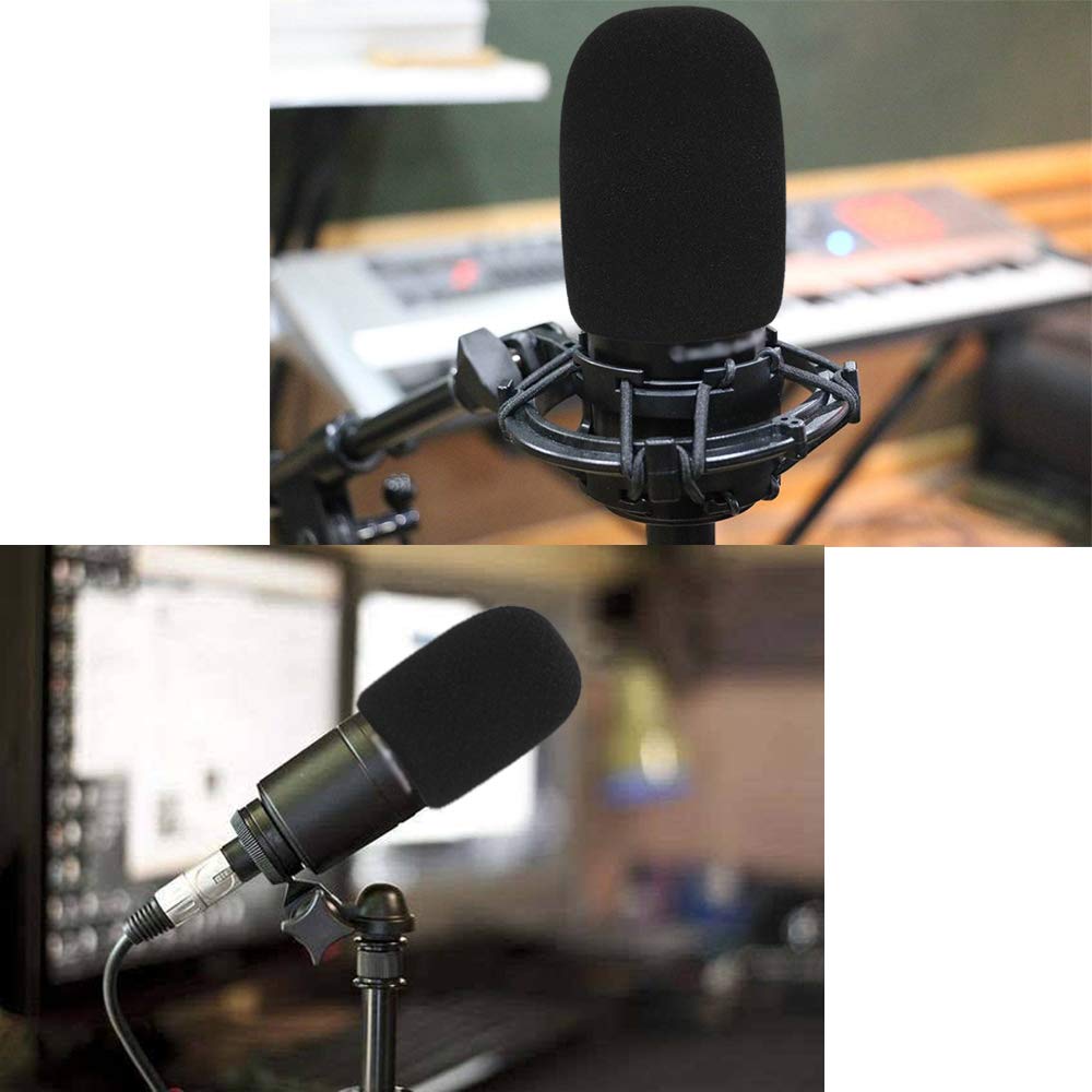 SUNMON Windscreen Foam Cover, Windscreen Pop Filter for Audio-technica AT2020 Condenser Studio Microphone,Compatible with AT-2035 AT-2050 ATR2500 ATR2500X AT-4040 Microphones,(Black)