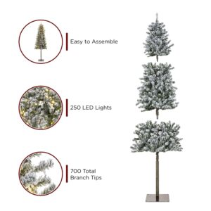 Best Choice Products 6ft Pre-Lit Slim Pencil Christmas Tree, Snow Flocked Hinged Artificial Alpine Holiday Decoration w/ 250 LED Lights, 700 Tips, Metal Stand