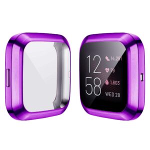 [6-Pack] Screen Protector Case Compatible with Fitbit Versa 2 Smartwatch, All-Around TPU Plated Protective Cover Scratch Resistant Bumper Shell Accessories (6 Colors, Versa 2)