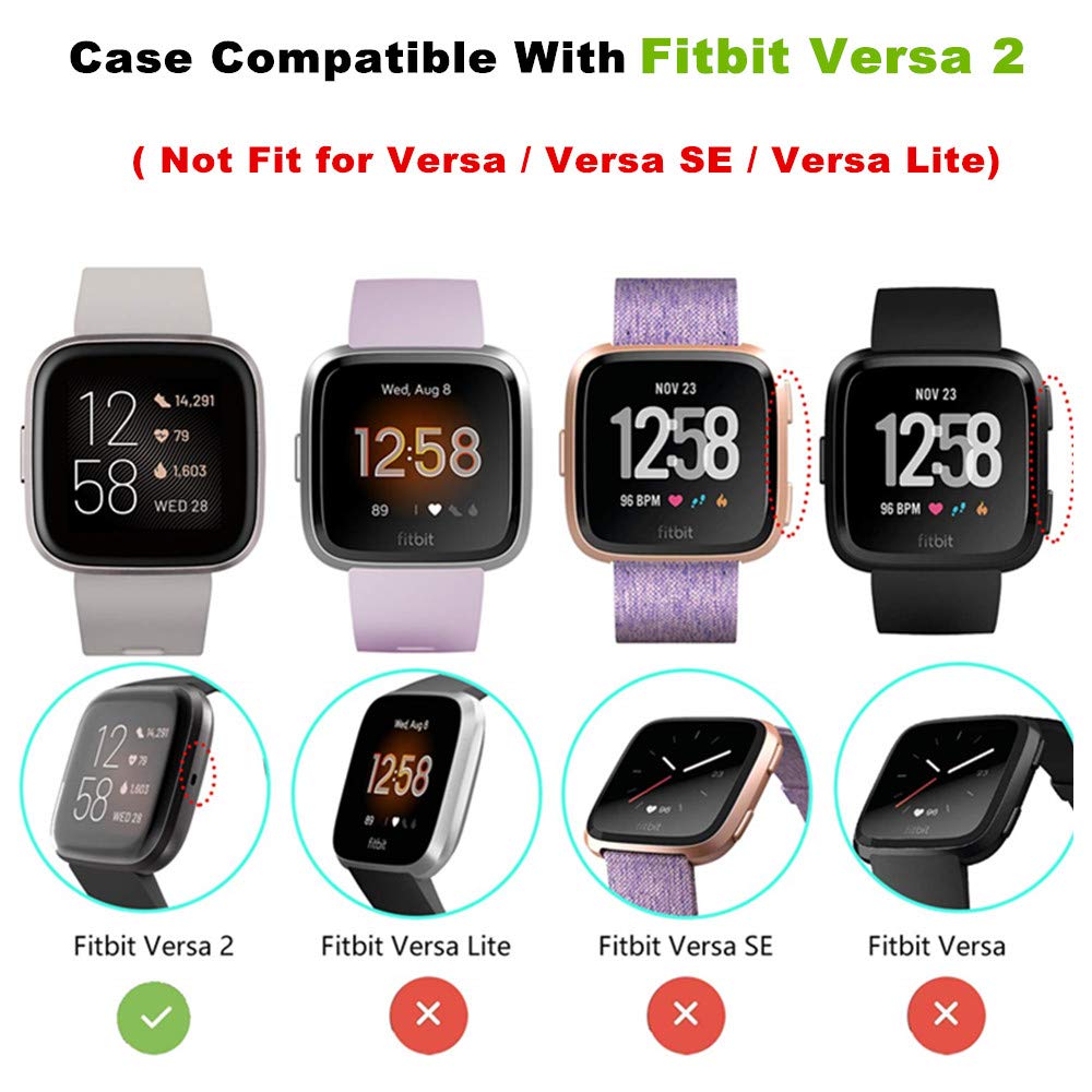 [6-Pack] Screen Protector Case Compatible with Fitbit Versa 2 Smartwatch, All-Around TPU Plated Protective Cover Scratch Resistant Bumper Shell Accessories (6 Colors, Versa 2)