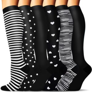 sunfeeling 6 pairs compression socks for women & men circulation - best support for nurses,running,athletic,sports,small-medium