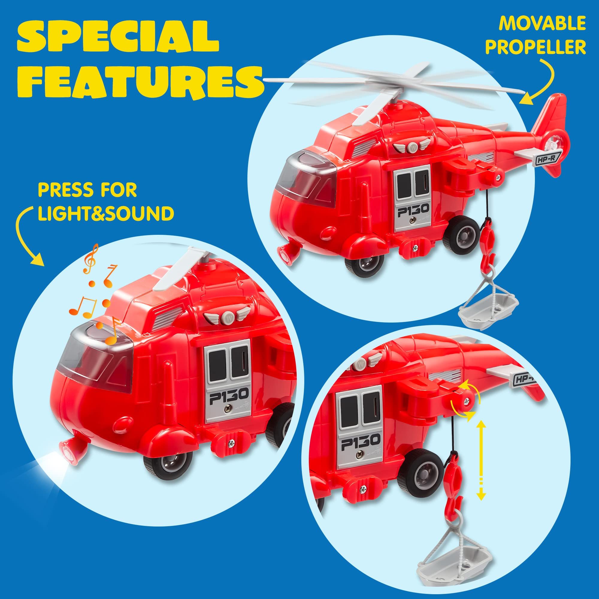 JOYIN Toddler Fire Truck Toys for 3 4 5 6 7 Year Old Boys - Fire Engine, Emergency Vehicle, Kids Toys Firetruck, Friction Powered Car with Lights and Sounds, Birthday Gifts for Boys Girls Age 3-9