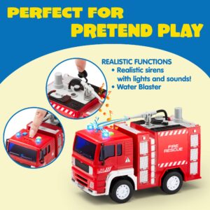 JOYIN Toddler Fire Truck Toys for 3 4 5 6 7 Year Old Boys - Fire Engine, Emergency Vehicle, Kids Toys Firetruck, Friction Powered Car with Lights and Sounds, Birthday Gifts for Boys Girls Age 3-9