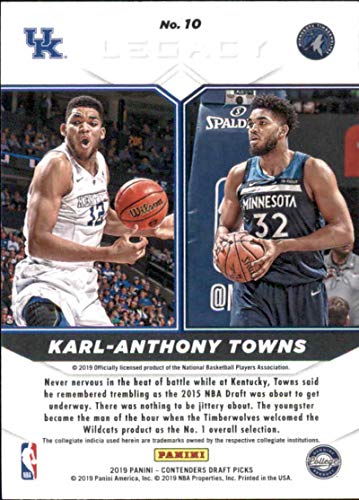 2019-20 Panini Contenders Draft Picks Legacy #10 Karl-Anthony Towns Kentucky Wildcats/Minnesota Timberwolves Official NBA Basketball Trading Card in Raw (NM or Better) Condition