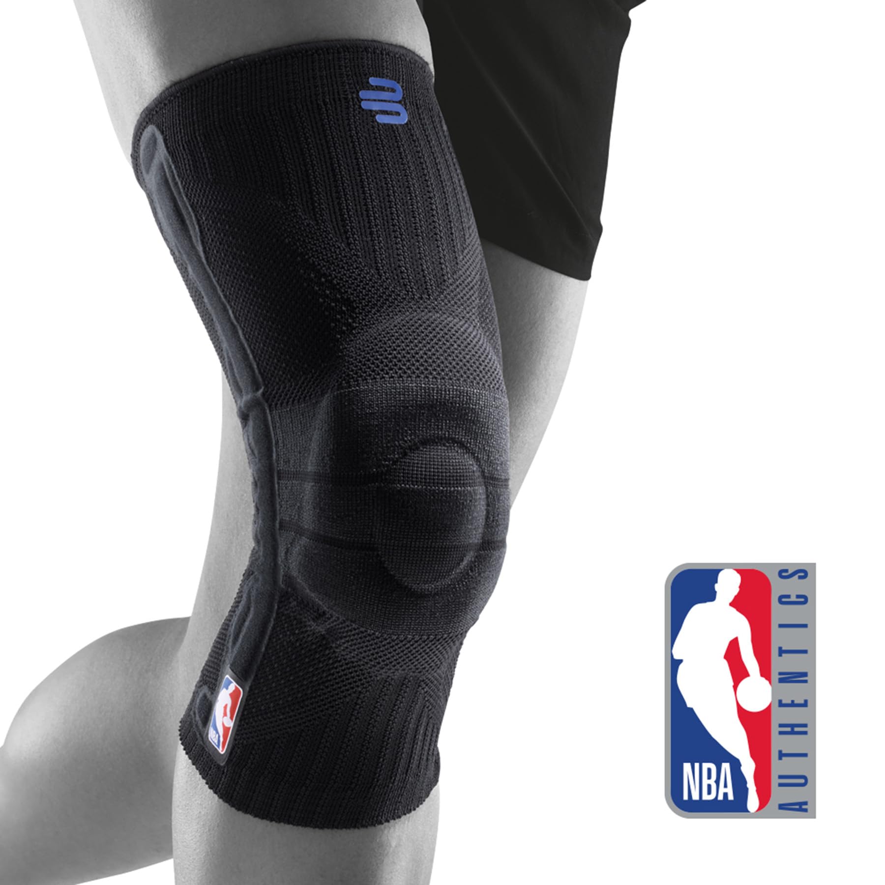 Bauerfeind Sports Knee Support NBA - Officially Licensed Basketball Brace with Medical Compression - Sleeve Design with Omega Gel Pad for Pain Relief & Stabilization (Black, M)