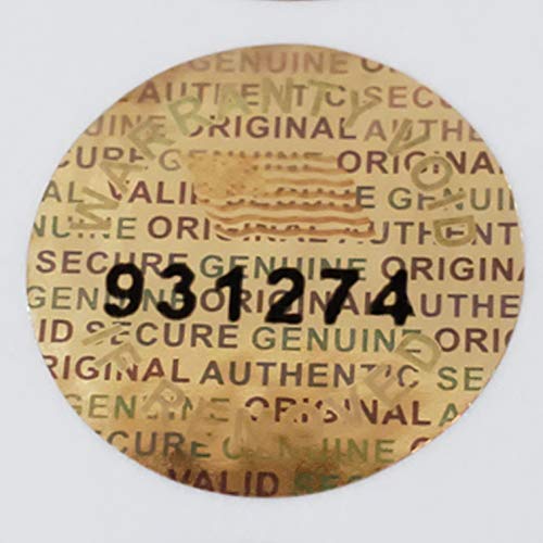 Golden Color 14 MM (0.53 inch) Round with Serial Number Hologram Labels Tamper Evident Stickers Security Void Seals Labels - Dealimax Brand (500)