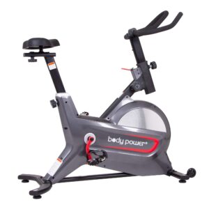 body power deluxe indoor cycle trainer with curve-crank high inertia low impact technology