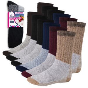 debra weitzner 6 pairs merino wool thermal socks men and women warm cushioned hiking crew socks for hunting winter etc long survival boot socks moisture wicking assorted 9-11