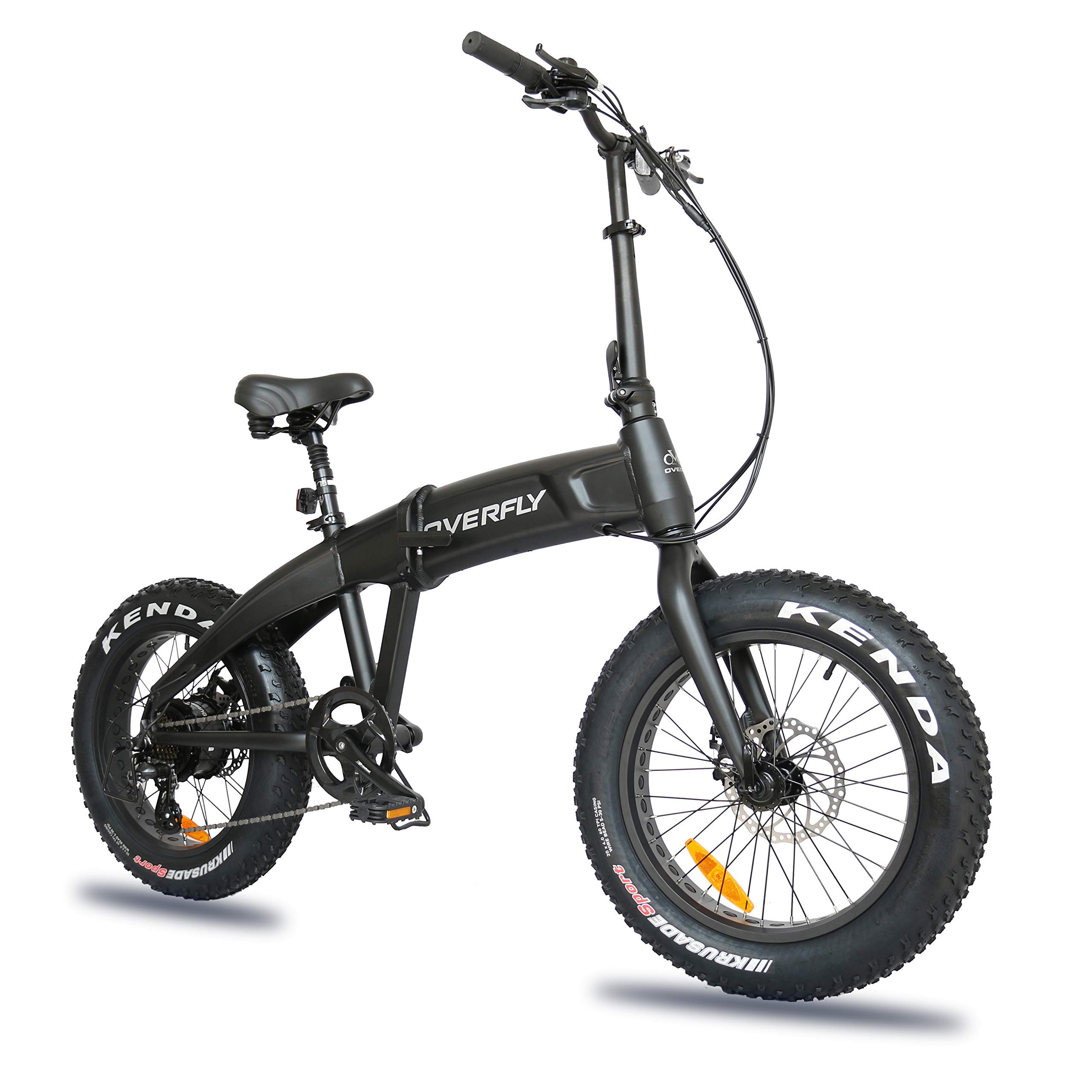 Overfly Hummer 20"x4"Fat Tire Electric Folding Bike for Commuter with 500W Bafang Motor, 48V/10.4A Battery, 7 Speed, and 6 PAS (Class 2)