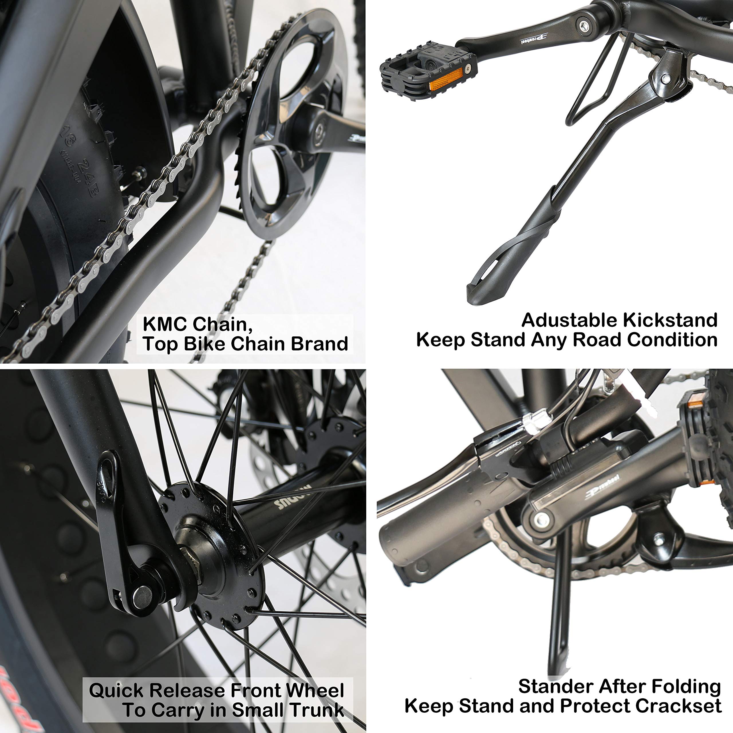 Overfly Hummer 20"x4"Fat Tire Electric Folding Bike for Commuter with 500W Bafang Motor, 48V/10.4A Battery, 7 Speed, and 6 PAS (Class 2)